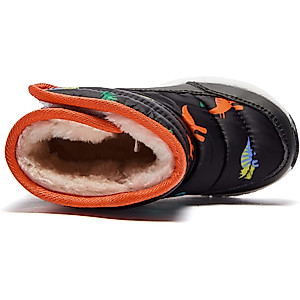 HOBIBEAR Boys Girls Toddler Snow Boots Slip on Waterproof Warm Winter Shoes Outdoor(Dinosaur-Size 5 Toddler)