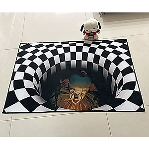 Christmas Clown Door Mat, 19.6X31.5 inch 3D Vortex Carpet, Thanksgiving 3D Clown Decorations Halloween Doormat Scary Welcome Door Mats Outside Area Rug Bath Mat Hearth Floor Stair Carpet