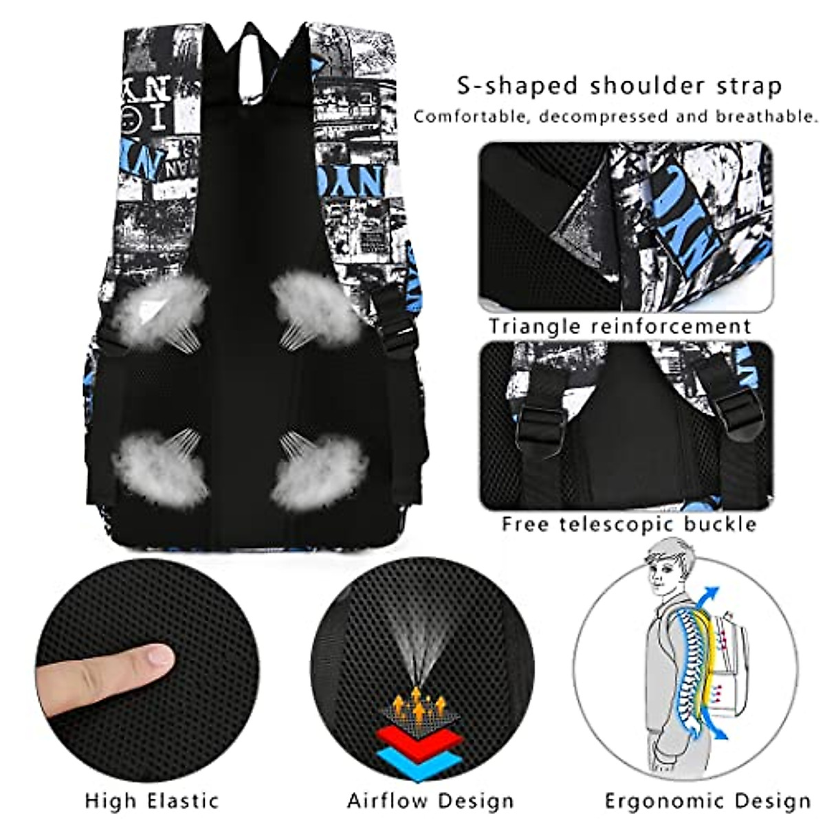 JOTHIN School Backpacks Kids Backpack Boys Bookbags for Boys Backpacks for Middle School Laptop Backpack Canvas Travel Backpack for Men(White)