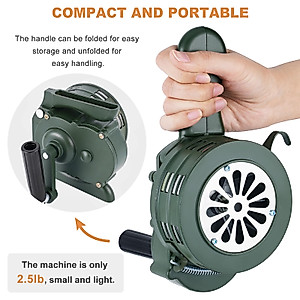 Saladulce Hand Crank Siren Horn Manual Operated Metal Alarm Handheld Air Raid Siren Portable Loud Manual Siren Emergency Safety (Green)