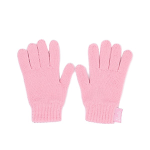 Barbie Hat and Gloves Kids Girls Pink Logo Knitted Pom Winter Beanie