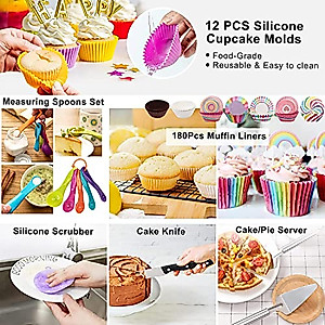 Cake Decorating Supplies 471pcs, Baking Tools Set for Cakes，Cake Turntable, Piping Icing Tips for Beginners or Professional
