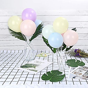 Sntieecr 50 Pieces White Plastic Balloon Sticks Holders with Balloon Cups for Wedding, Birthday, Party, Anniversary Decorations