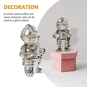 FOMIYES Knight Statue Medieval War Resin Crafts Axe Guard Dwarf Knight Desktop Mini Sculpture Decoration Mini Knight Sculpture Ornament for Home Office Bookshelf