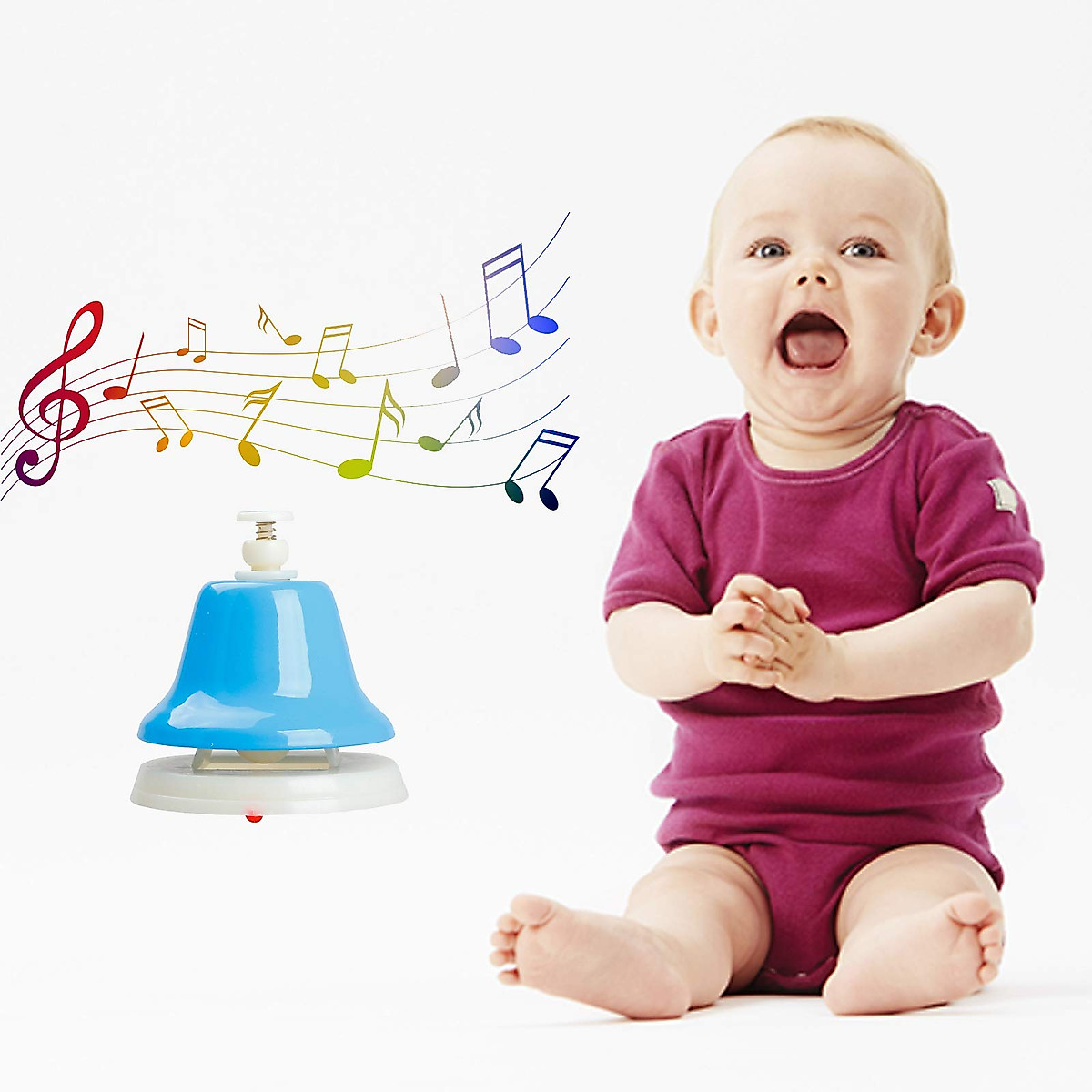 SHINLEYPACK Desk Bells Hand Bells for Kids,8 Notes Diatonic Colorful Metal Music Bells Percussion Instrument Musical Teaching Chromatic Birthday Gift for Children