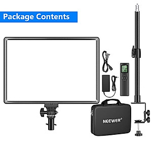 Neewer Desk Mount LED Video Light with C-clamp Stand and 2.4G Remote Kit: Dimmable Bi-Color 18" LED Panel 3200K-5600K 45W 4800Lux CRI 97+ Light for Photography YouTube Game Video Shooting Live Stream