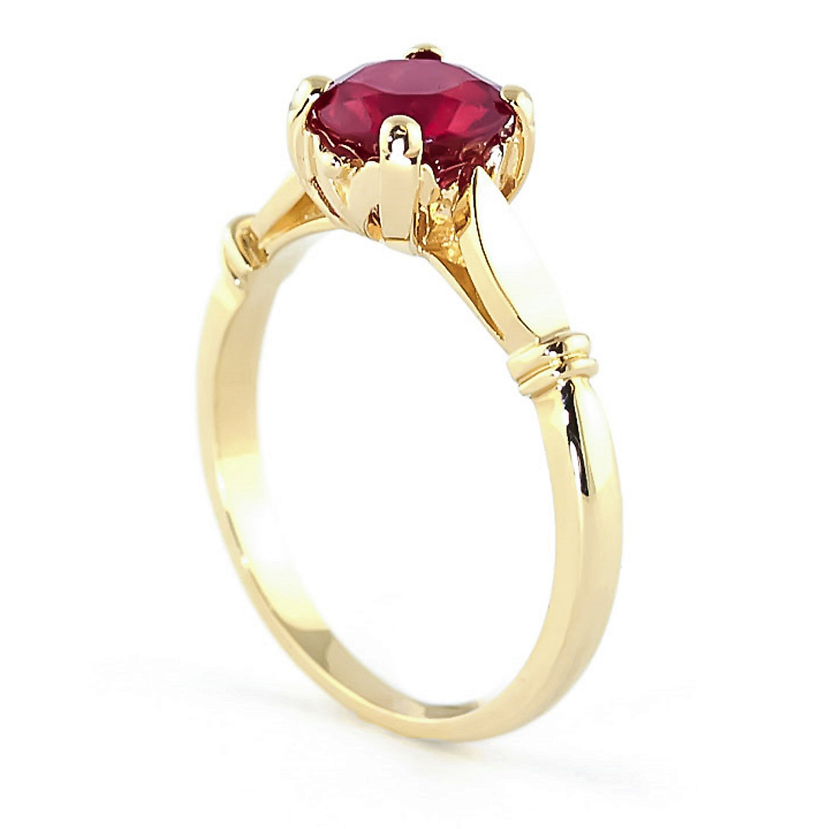 Galaxy Gold GG 14k Solid Yellow Gold Solitaire 2 ct Ruby Ring - Size 8
