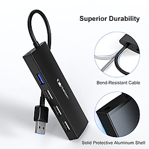 USB Hub,VEMONT 4-Port USB Data Hub with 3 Ports USB 2.0 HUB, 1port USB 3.0 HUB,Ultra Slim Portable High-Speed USB Splitter Applicable for PC Laptop, Desktop, Notebook, MacBook and More