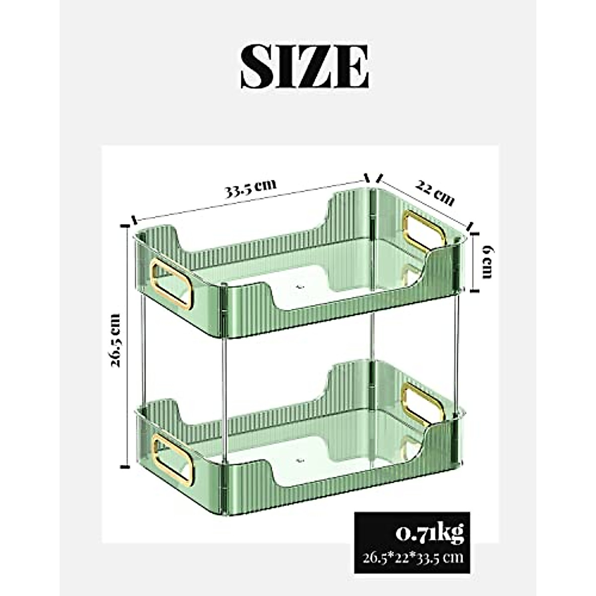 Lexvss Bathroom Organizer Countertop, Clear Makeup Desk Organzier for Dressing Table, Vanity Countertop, Bathroom Counter, 2-Tier Vanity Tray Shelf for Cosmetic, Lotions, Perfume and Toiletries