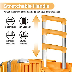 AnyZip Carry On Luggage Aluminium Frame Suitcase PC ABS Hard Shell TSA Lock No Zipper 20In Orange