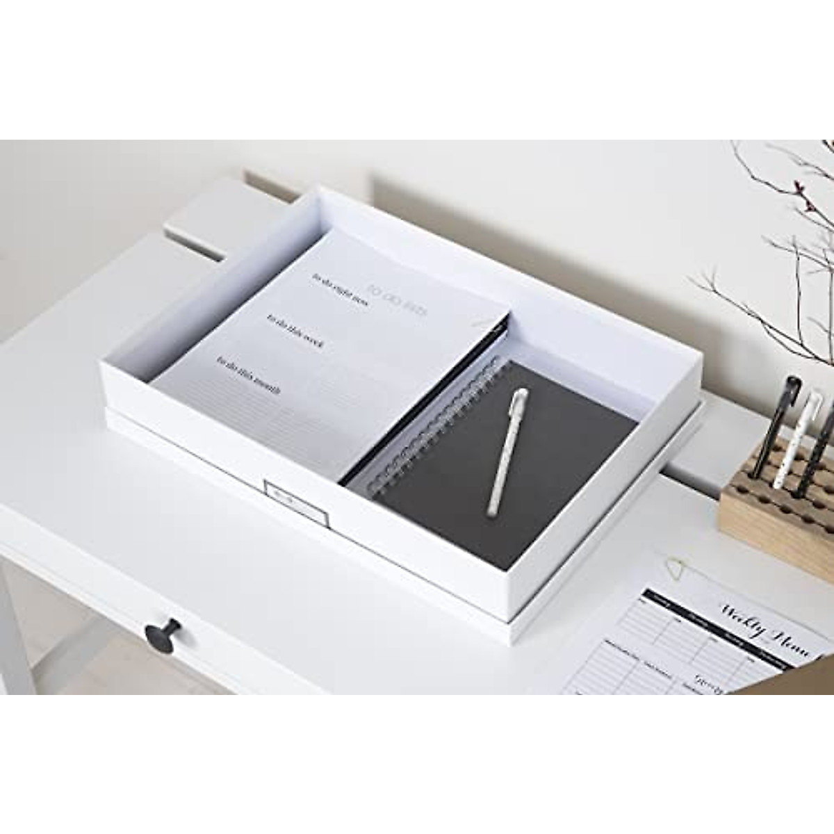 Bigso Box of Sweden 934145541 A3 Storage Box, Fibreboard, White, 31 x 43.5 x 8.5 cm