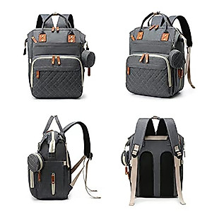 HLTxia Diaper bag Backpack, Multi-function Portable Backpack, Unisex Travel Back Pack, Large Travel Diaper Bags for Dad & Mom (Bicolor)