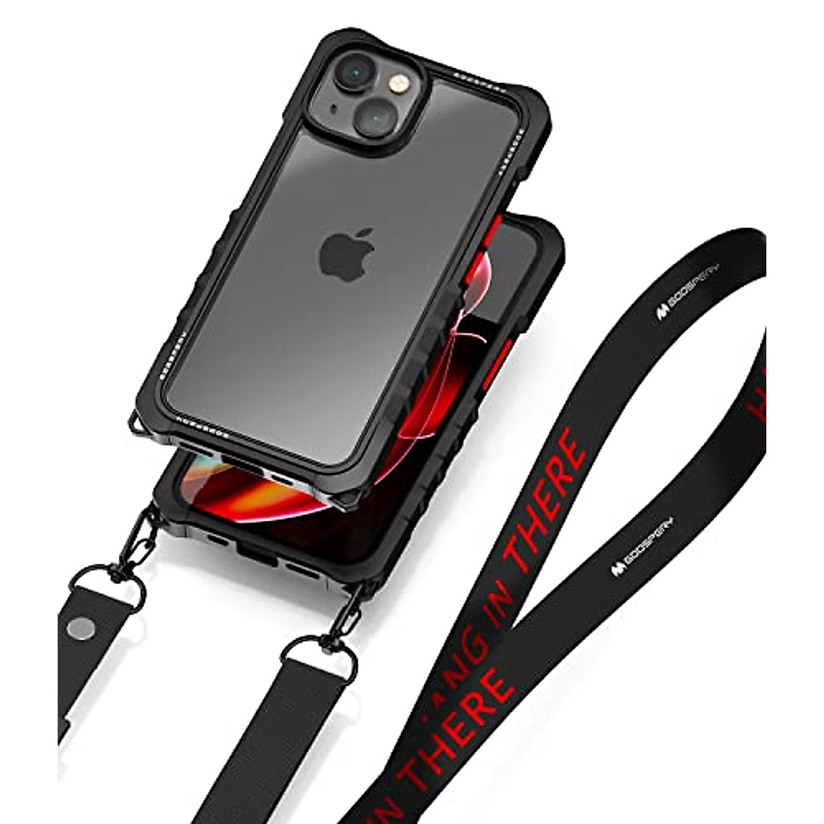 GOOSPERY Z Bumper Crossbody Compatible with iPhone 14 Case [Strap Included] Shock Absorbing Dual Layer Structure TPU Edge Crystal Clear PC Cover with Shoulder Strap Outdoor Design, Clear