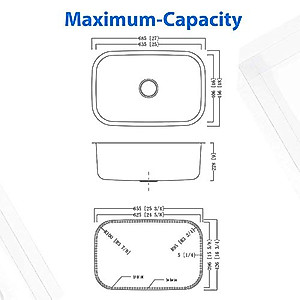 ORLANDO KSU302B 27- inch Stainless Steel Undermount Single Bowl Kitchen Sink 18 Gauge 9 inch Deep