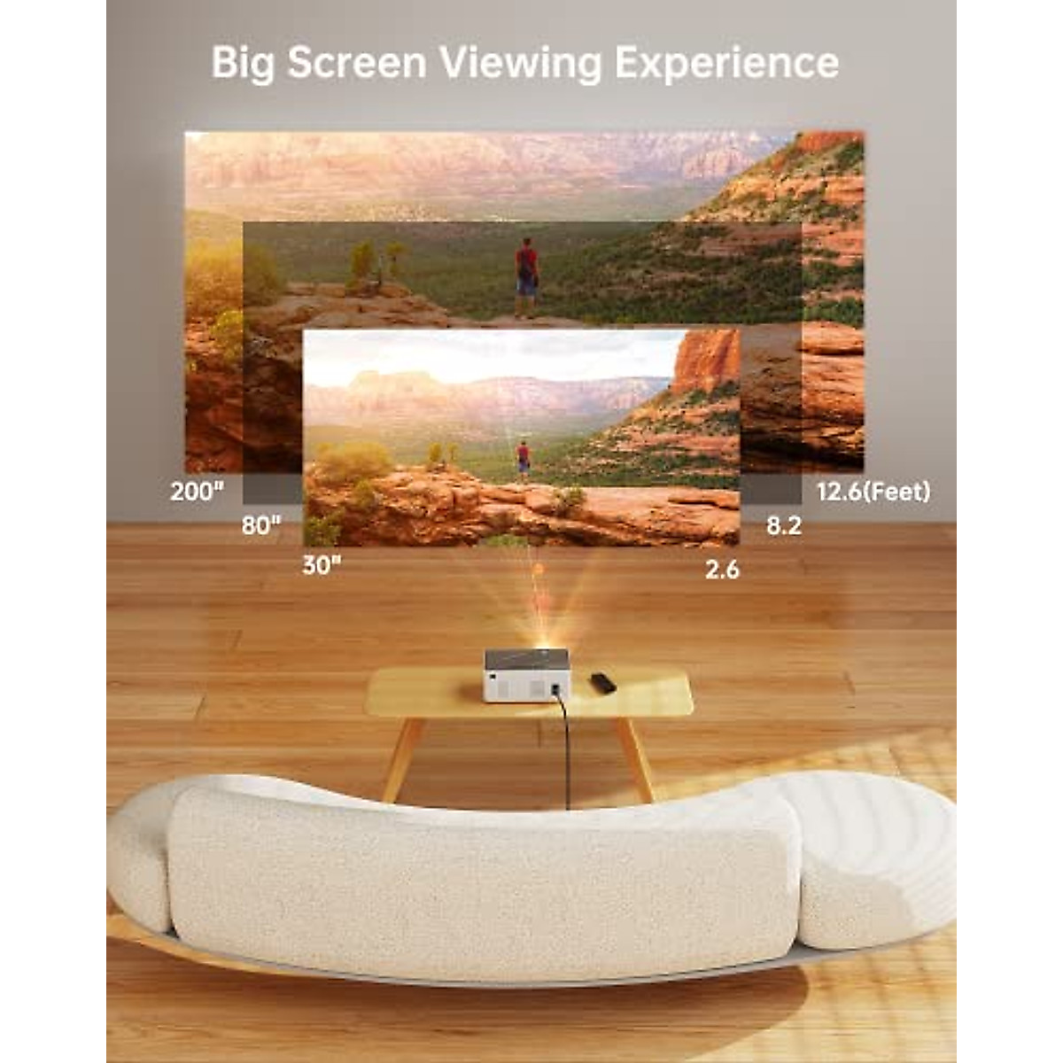 Mini Projector Native 1080P Outdoor Movie Projector, HISION 8000L Portable Home Theater 4K Support Video Projector Compatible with TV Stick, HDMI, VGA, USB, Laptop, DVD, iOS & Android Smartphone