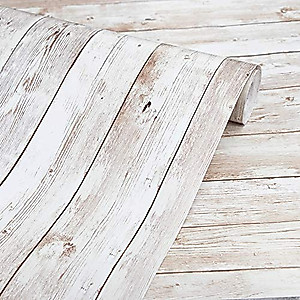 Wood Wallpaper 17.71" X 118" Self-Adhesive Removable Wood Peel and Stick Wallpaper Decorative Wall Covering Vintage Wood Panel Interior Film Wood Wallpaper