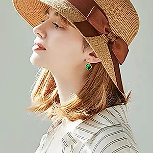 VONSSY Crystal Drop Dangle Earrings | Created Gemstones Leverback Hoop Earrings | Platinum/Rose Gold Hanging Zircon Hypoallergenic Earrings | Jewelry Gift for Women Mother Wife Daughter (Green)