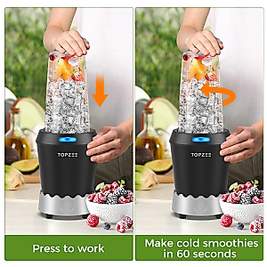 TOPZEE 1000W Blender, Bullet Blender for Smoothies, Dishwasher Safe with 24oz Easy Go Cups, Max 1200W