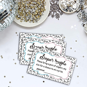 Diaper Raffle Tickets for Baby Shower (50 Count) 3.5" x 2" with Name Line, Baby Shower Game