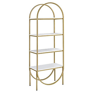 Acme Furniture Lightmane Bookshelf, White High Gloss & Gold
