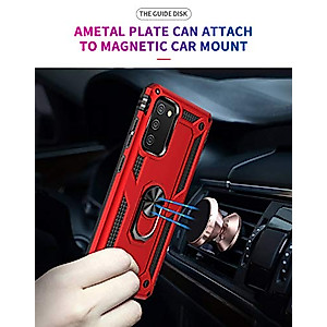 YZOK for Galaxy A02S Case,Samsung A02S Case,with HD Screen Protector,[Military Grade] Ring Car Mount Kickstand Hybrid Hard PC Soft TPU Shockproof Protective Case for Samsung Galaxy A02S (Red)