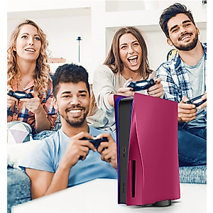 PS5 Faceplate Case PS5 Plate Cosmic Red Replacement Cover for Disc Playstation 5, Hard Shell Case Shockproof Side Plates Skin for PS5 Disc Version Console - Red