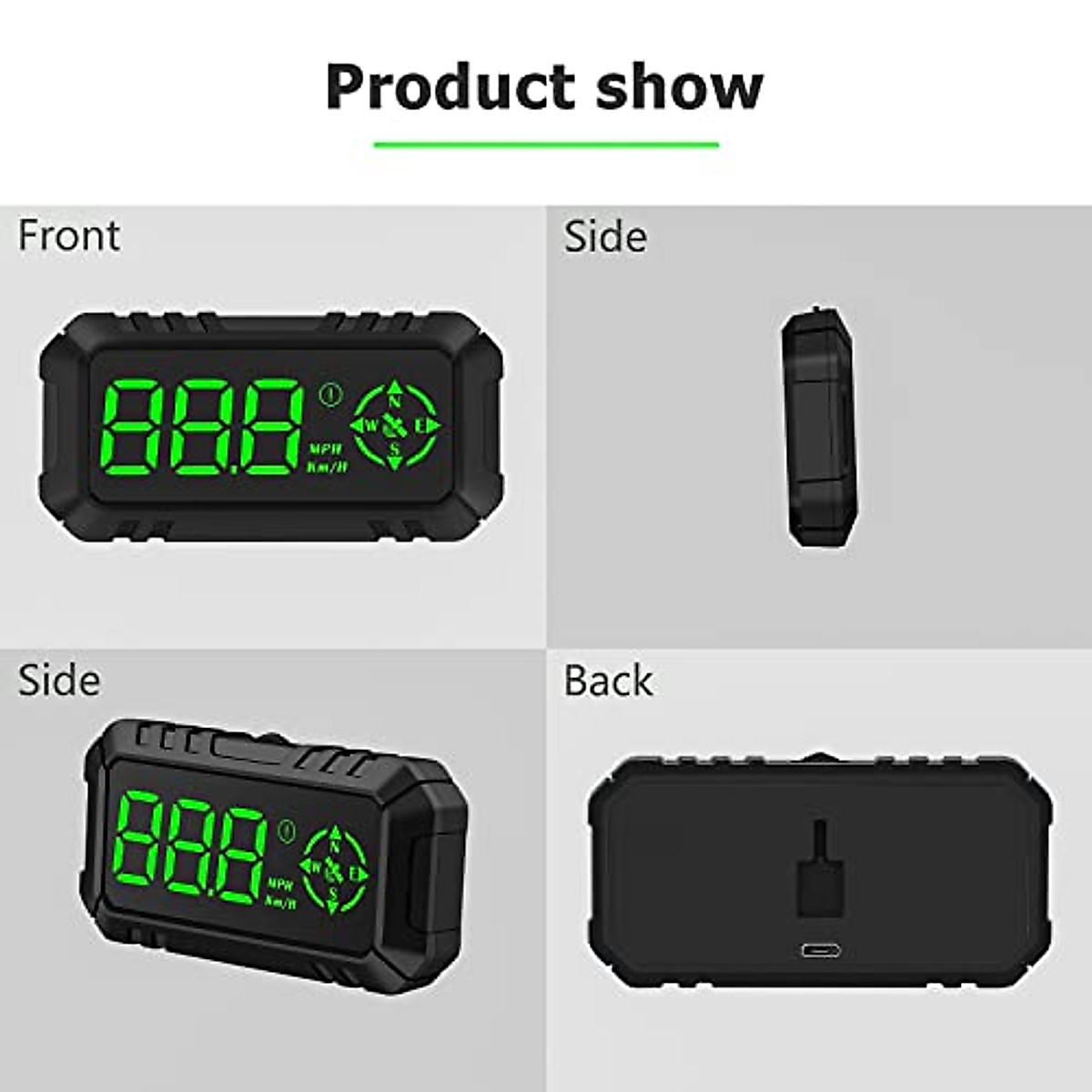 AWOLIMEI Heads Up Display for Cars G7, GPS Speedometer with Over-Speed Alarm Fatigue Driving Warning, USB Plug & Play, for All Cars