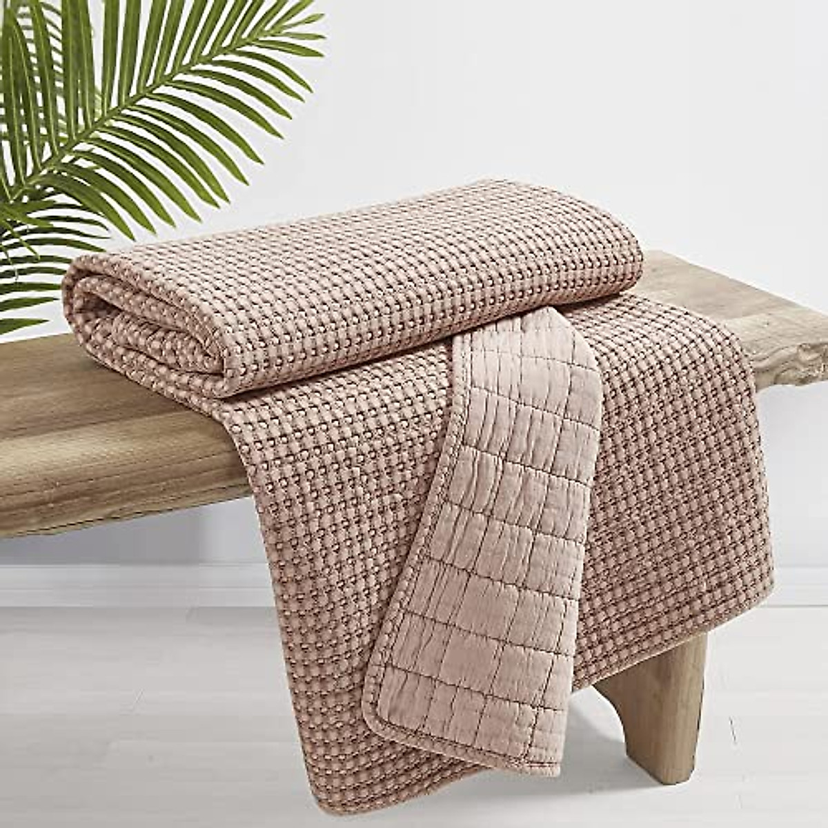 Levtex Home - Mills Waffle - Throw - Blush Cotton Waffle - Throw Size 50 x 60in.