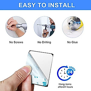 FUMAX Adhesive Hooks, 304 Stainless Steel Wall Towel Hooks, Heavy Duty Self Adhesive Sticky Hooks for Hanging Towel Robe Hat Coat Key