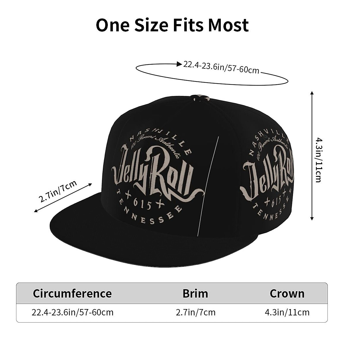 kingscom Jelly Singer Roll Hat Flat-Brimmed Baseball Cap Dad Ball Hat Snapback Hip Hop Cap for Men and Women Black