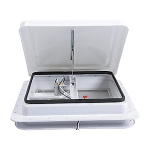 AA Ignition RV Roof Vent with 12V Fan - Fits Camper Trailer Vans, Motorhome, 5th Wheel - 14" x 14" Universal White Lid Roof Vent with 6 Blades - White Lid Inner Translucent Garnish Ring