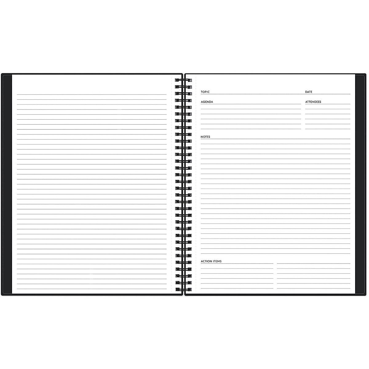 Blue Sky Aligned Notes Professional Business Notebook, Flexible Cover, Twin-Wire Binding, Perforated Pages, 8.5" x 11", Black