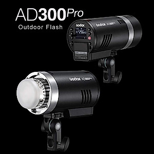 Godox AD300 Pro Outdoor Flash Strobe, 300Ws 2.4G TTL Flash Monolight, 1/8000 HSS, 2600mAh Lithium Battery, 12W Bi-Color LED Modeling Light for Wedding Portrait Studio Photography
