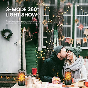 Outdoor Speakers Waterprrof, Birthday Gift Ideas for Him Her, Portable Bluetooth Speaker with Lights, Multi-Sync Wireless Speaker for Patio/Yard/Pool/Porch, Wall Mount&Stake&Hook Inc. (Black)