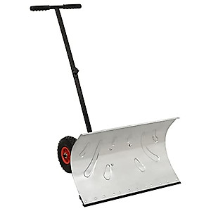 Canditree Manuel Snow Plow, Heavy Duty Wheeled Snow Shovel for Driveway or Pavement Clearing