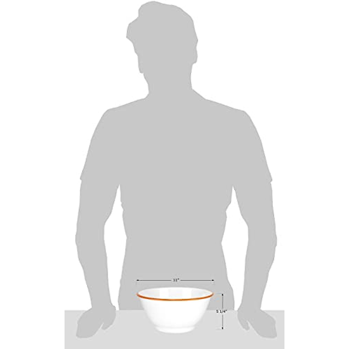 Red Co. Set of 2 Enamelware Metal Large Classic 4 quart Round Salad Serving Bowl, Solid White/Orange Rim