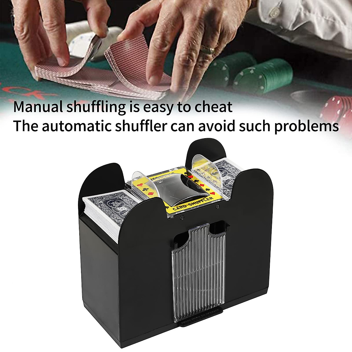 Ni-SHEN 6 Deck Automatic Card Shuffler USB/Battery Operated Electric Shuffler for Family Party Poker/Blackjack/UNO(1-6 Deck Card Shuffler)