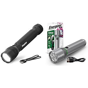 Energizer 1000 Lumen Rechargeable LED Flashlight Bundle with 2000 Lumen Rechargeable LED Flashlight, 2 Pack