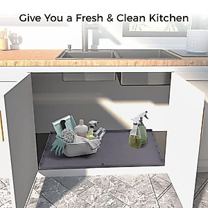 Waterproof Under Sink Mat for 36"Cabinet, Flexible Silicone Cabinet Protection Mat, Under Sink Tray, Drips Leaks Spills Protector, 35x22"Cabinet Liner for Kitchen, Bathroom