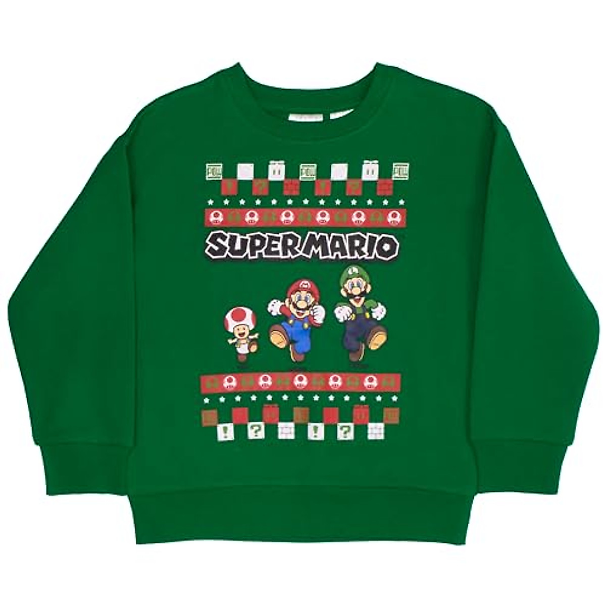 Nintendo Super Mario Bros Boys 2-Piece Set - Holiday Sweatshirt & Jogger Pants 2-Pack Bundle Set for Kids and Toddlers (Size 10-12, Green)