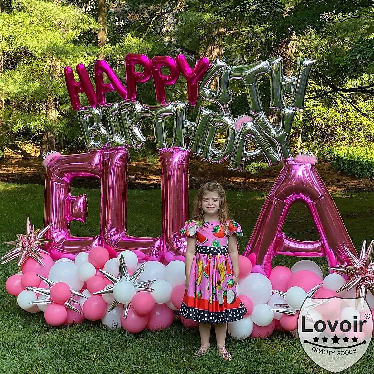 Lovoir 40 Inch Large Hot Pink Letter E Balloons Big Size Jumbo Mylar Foil Helium Balloon for Birthday Party Celebration Decorations Alphabet Hot Pink E