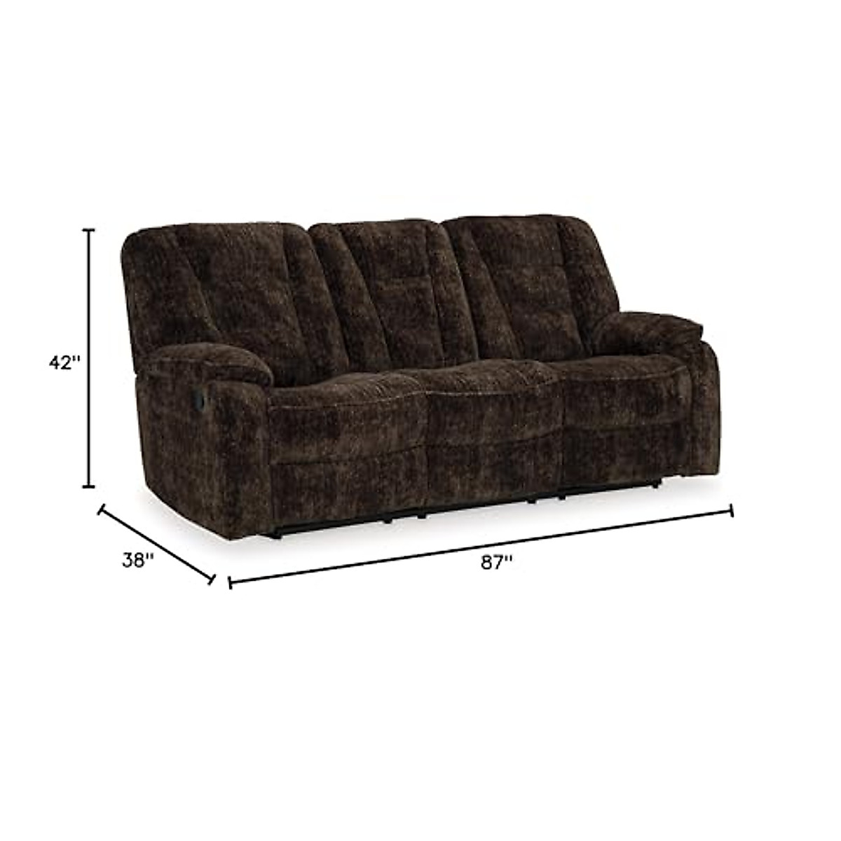 Signature Design by Ashley Soundwave Contemporary Manual Reclining Sofa with Drop Down Table, USB Ports and Cup Holders, Dark Brown