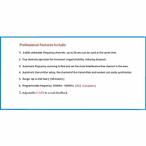 GTD Audio 4x800 Adjustable Channels UHF Diversity Wireless Cordless Microphone System with 4 Bodypacks, 4 Beige Headsets & 4 Lapels Mics, Range 450 ft, (8 Mics)