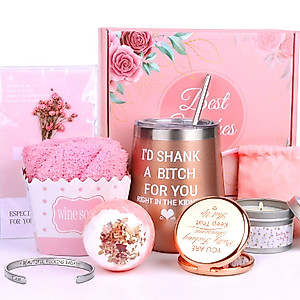 Best Friend Birthday Gifts for Women, Sister Gifts from Sister, Unique Christmas Gifts, Funny Spa Bath Makeup Wine Tumbler Scented Candle for Friends,Sister,Mom,Wife,Girlfriend