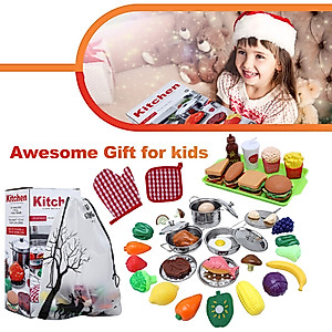 Toys for 3 4 Year Old Girls Boys,45PCS Stainless Steel Play Kitchen Accessories Toys for Girls,Play Food Sets for Kids Kitchen,Toddler Toys for Girl,Christmas Easter Valentines Day Gifts Toys for Kids