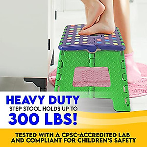 Crayola 9” inch Folding Step Stool (1 Pack), Step Stool for Kids, Toddler Color Learning, Toddler Step Stool, Kitchen Helper Stool for Toddlers, Potty Training Step Stool, Step Stool 300 lb Capacity