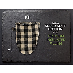 Cuisinart Buffalo Check Mini Oven Mitts - 2 Pack, Black and Ivory Plaid Design - Handle Hot Kitchen Items Safely - Non-Slip Grip Mini Oven Gloves with Insulated Pockets - 5.5 x 7.25 Inches