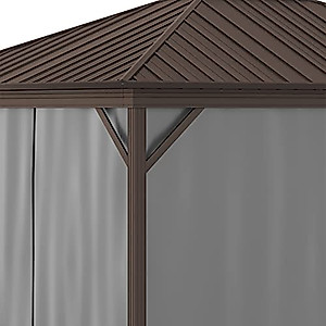 Outsunny 10' x 12' Hardtop Gazebo Canopy with Galvanized Steel Roof, Aluminum Frame, Permanent Pavilion with Top Hook, Netting and Curtains for Patio, Garden, Backyard, Deck, Lawn, Gray