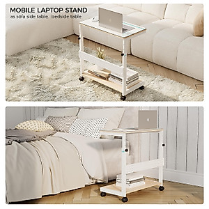 EUREKA ERGONOMIC Computer Tower Stand, Height Adjustable PC Stand,2-Tier ATX-Case CPU Holder Home Office Gaming Accessories with Rolling Wheels & Mouse Pad,Maple