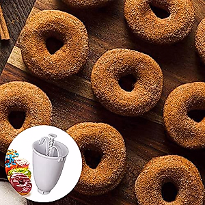 One hand Donut Maker Manual Donut Maker Plastic Doughnut Machine Mold Biscuit Donut Maker Donut-Depositor Made Waffle Dispenser Donut Kitchen Pastry Making Bake Ware DIY Baking Tool (1 PCS, White)